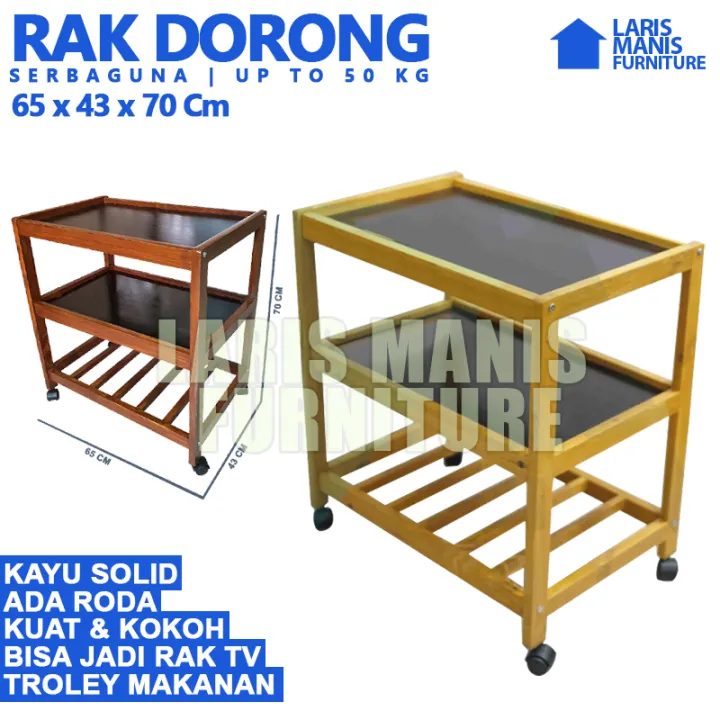MEJA RAK DORONG TV DISPENSER 3 SUSUN DENGAN RODA MINIMALIS RAK ...