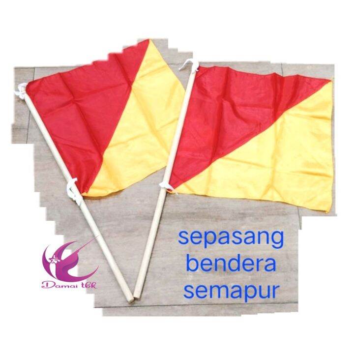 Sepasang(2 bendera + 2 tongkat) bendera semapur smaphore bendera ...