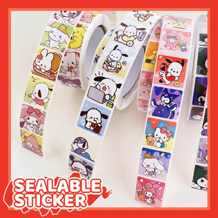 【Bestella COD】500 Buah Stiker Bahan Sanrio Lucu Kartun Melody Kuromi Cinnamoroll Stiker Dekorasi ...