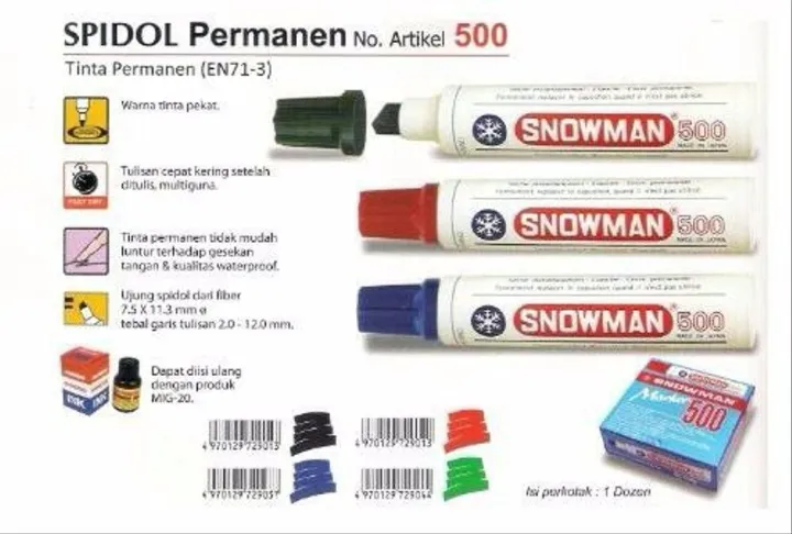 PRIMASAKTI - Spidol Jumbo Besar Snowman 500 Permanent Marker | Lazada ...
