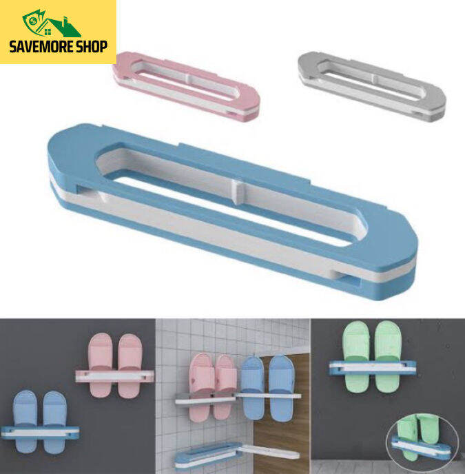Savemore Shop 3 Pairs Slipper Organizer Rack Wall Mounted Folding ...