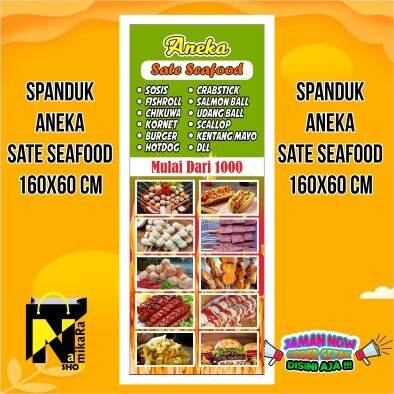Spanduk Banner Aneka Jajanan Bakaran Sate Seafood/ Spanduk Jajanan ...