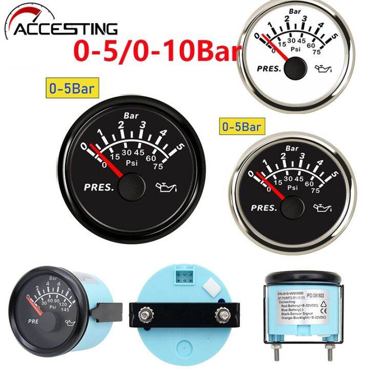 Boat Car Mechanical Oil Pressure Gauge Sensors NPT1/8 M10X1 Sensor Thread for 0-5 Bar 0-10 Bar ...