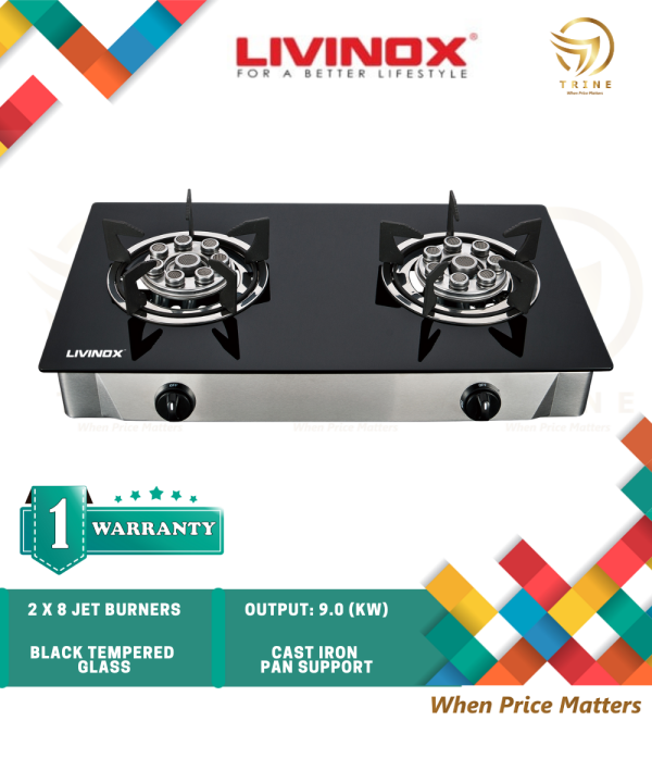 LIVINOX LGS-801J TEMPERED GLASS JET BURNER GAS COOKER | Lazada