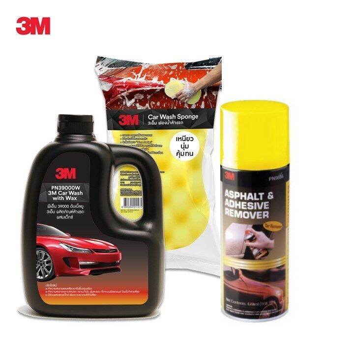 3M แชมพูล้างรถ PN39000W + 3M ฟองน้ำ Car Sponge + 3M 09886 น้ำยาลบคราบ ...
