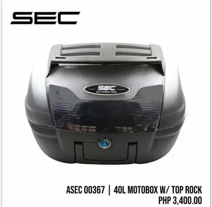 SEC MOTOBOX 40 LITERS WITH TOP RACK BLACK / GRAY ASEC - 00367 | Lazada PH