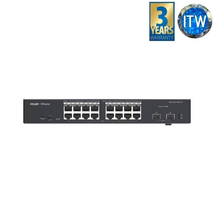 【COD】 Ruijie RG-ES218GC-P 18-Port Gigabit Smart Cloud Managed PoE ...