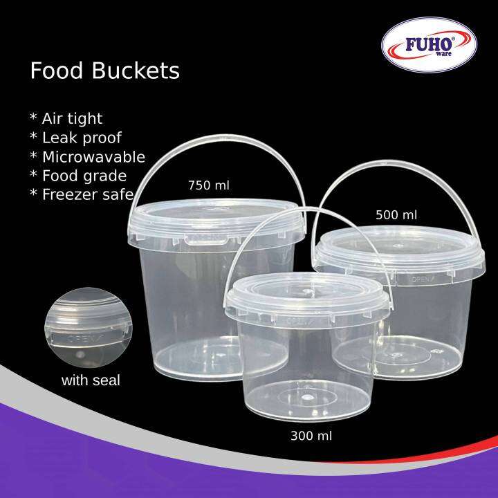 CLEAR PLASTIC FOOD BUCKET WITH LID & HANDLE TAMPER PROOF I FOOD ...