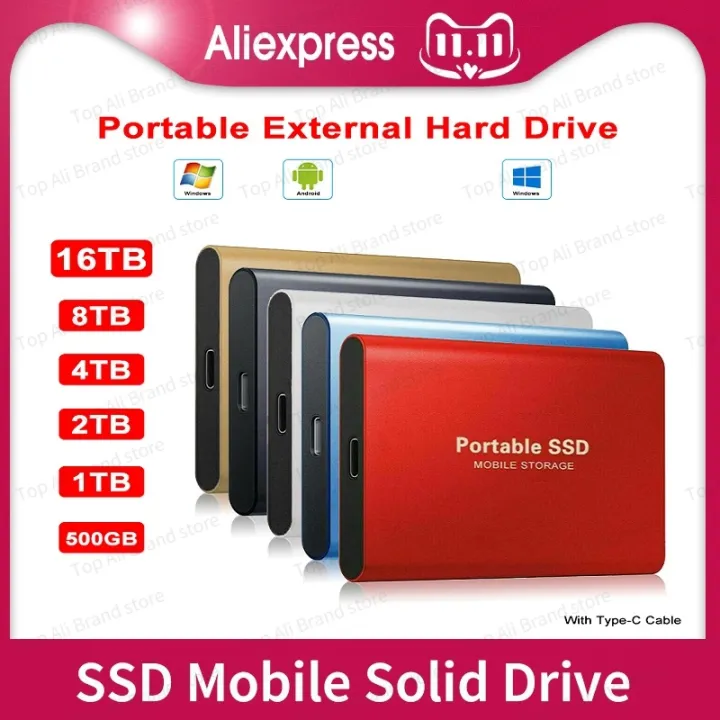 SSD External Drive 16TB 8TB Storage Device Hard Drive Computer Portable ...