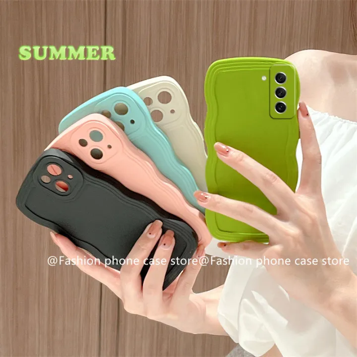 Soft Casing Samsung Galaxy S22 S21 + Ultra S21 FE 5G Plus Liquid Silicone Simple Big Wave Shape ...