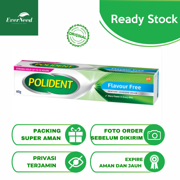 Polident 60 g Flavour Free lem gigi palsu (warna putih) | Lazada Indonesia
