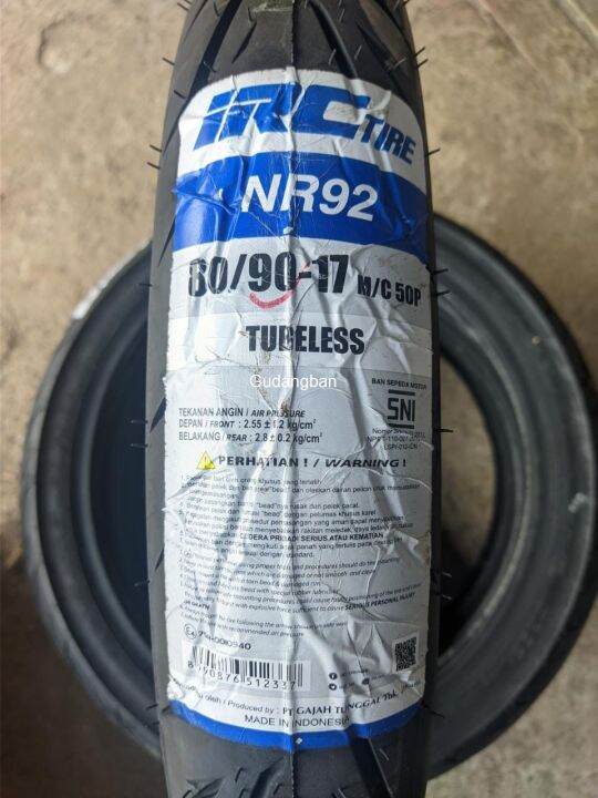 Ban Luar IRC NR92 80 90 17 Tubeless Motor Bebek Satria FREE PENTIL TL ...