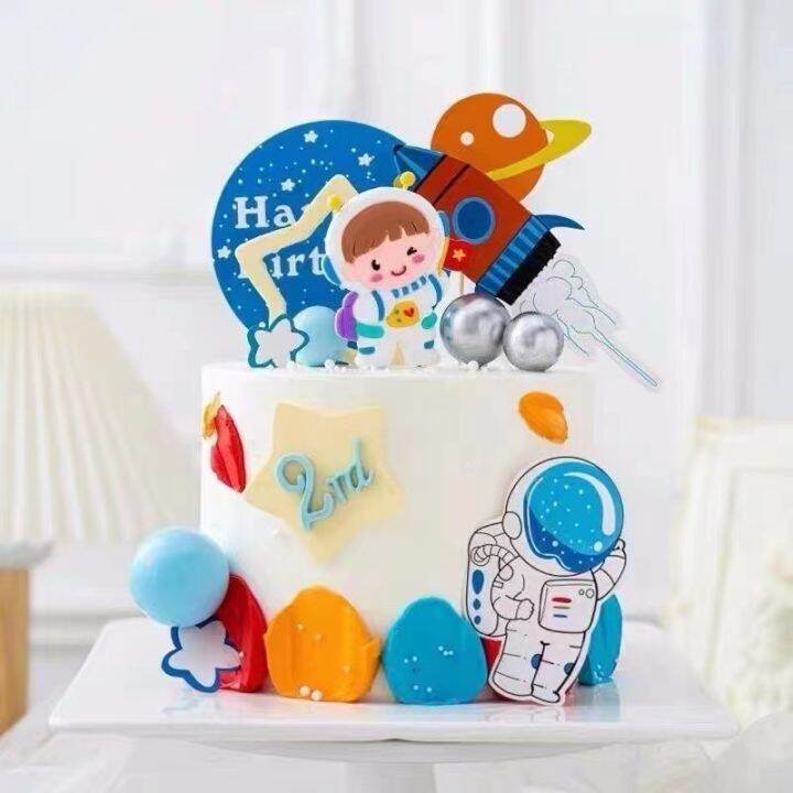 Astronaut Cake Topper Space Cake Topper Toy Rocket Ball Cake ...
