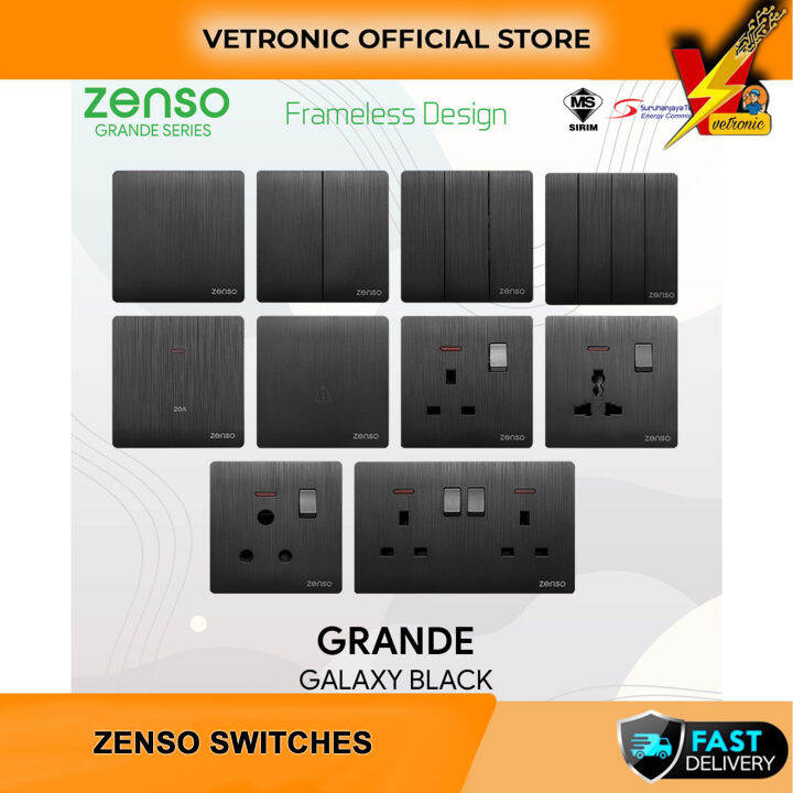 SIRIM APPROVED Zenso Grande Socket and Wall Switch Slim Modern Switches ...