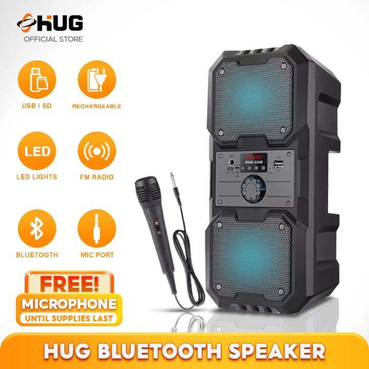 HUG Bluetooth Wireless Portable LED Speaker with FREE Microphone (w ...
