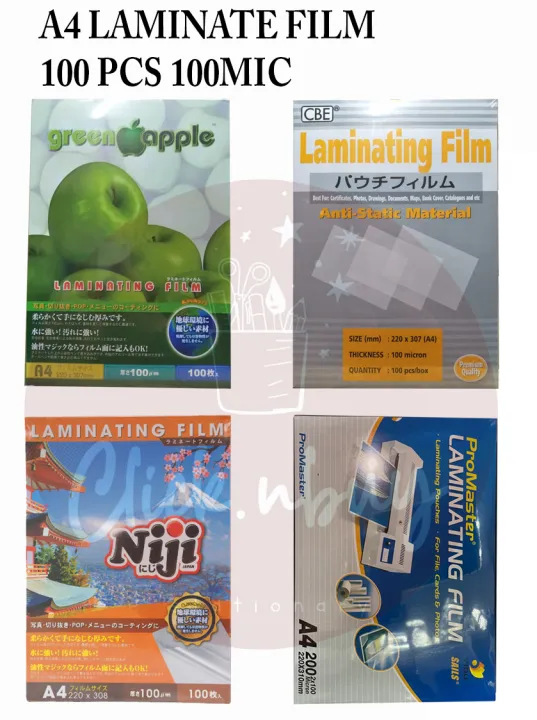A4 LAMINATOR LAMINATING LAMINATE FILM POUCH 100 MICRON CBE PROMASTER | Lazada