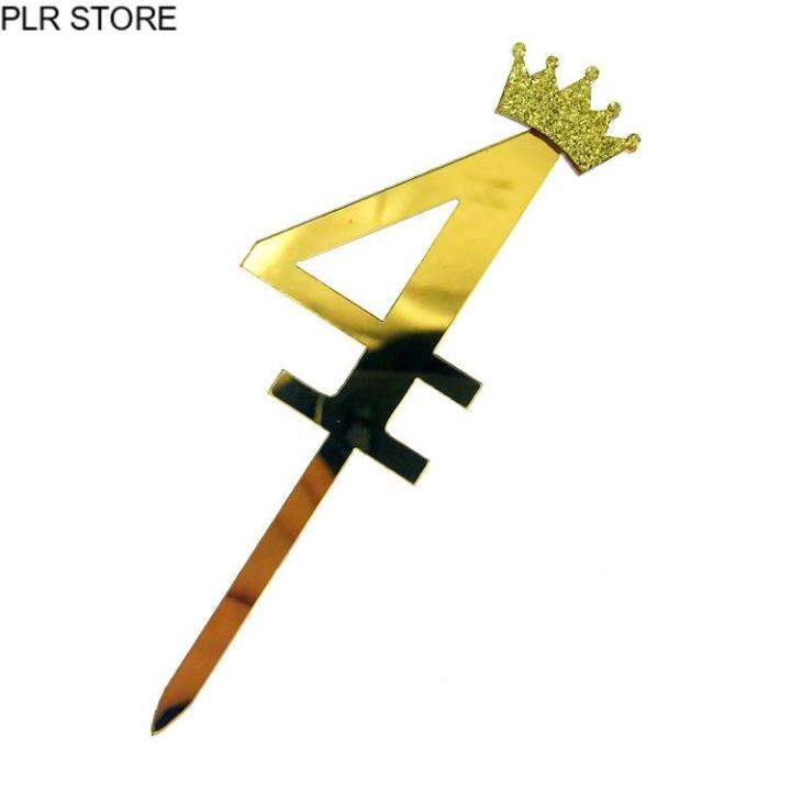 PLR STORE Gold Crown Number Cake Topper for Birthday Party Decorations ...