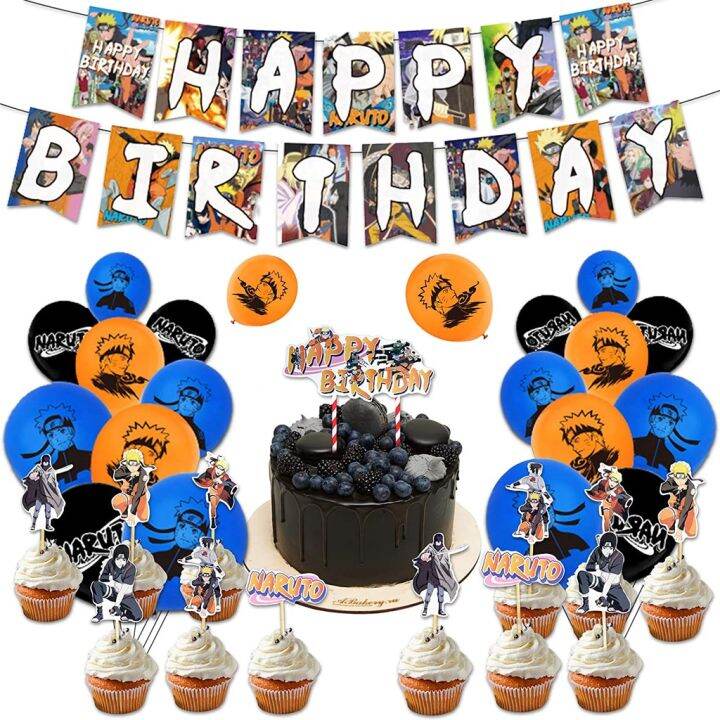 Naruto Sasuke Theme Party Set Decoration Japanese Anime Happy Birthday ...