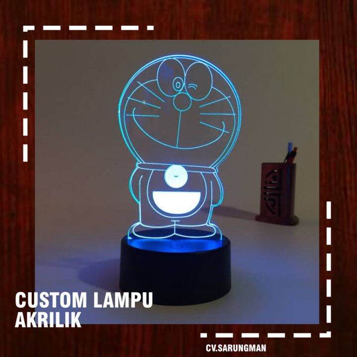 lampu akrilik Doraemon 3d custom Doraemon lampu acrylic lmpu tidur ...