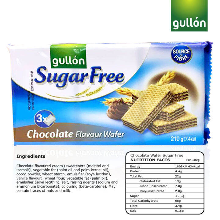 Gullon SUGAR FREE Wafer 3 x 70g (210g) - Chocolate | Lazada