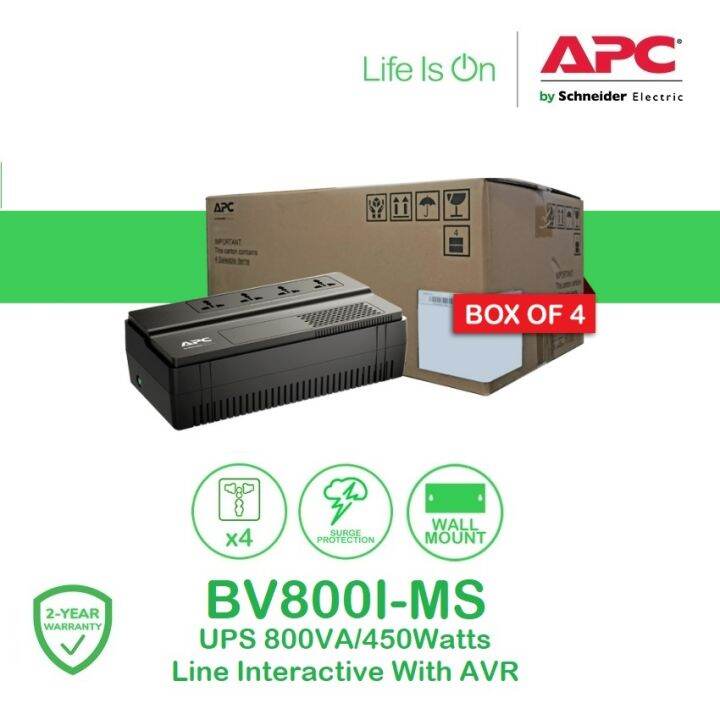 APC UPS 800VA-450W Uninterruptible Power Supply, BV800I-MS, Easy UPS, 4 ...