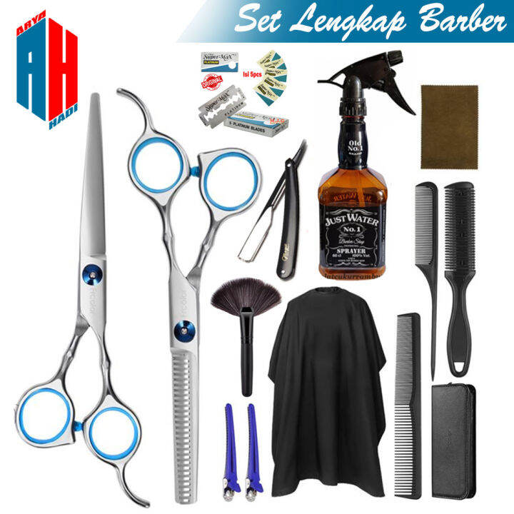 Peralatan Set Lengkap Barbershop Gunting Sasak & Lurus, Sisir Salon ...
