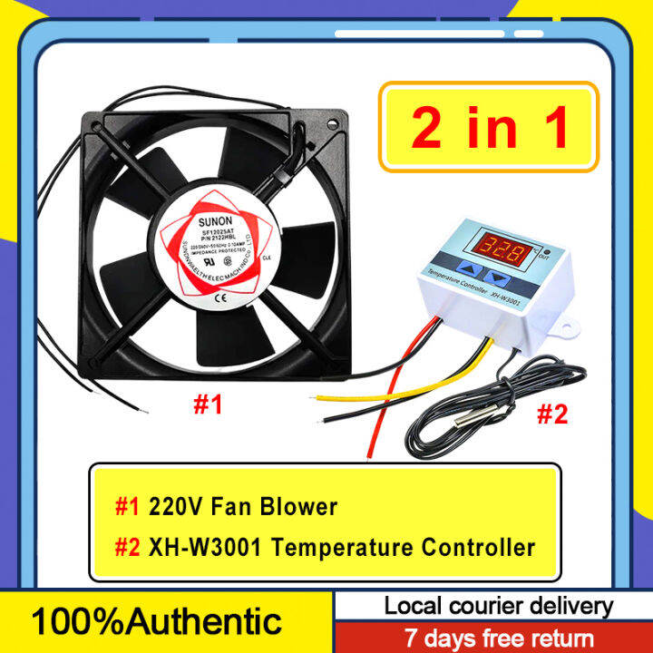 220V Blower Fan Heavy Duty Circulation Exhaust Fan + W3001 Thermostat ...