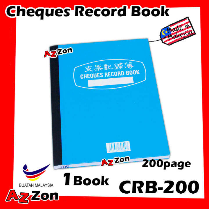 Cheques Record Book Blue Hard Cover 支票记录簿 蓝厚皮 200page 16x21cm Product ...