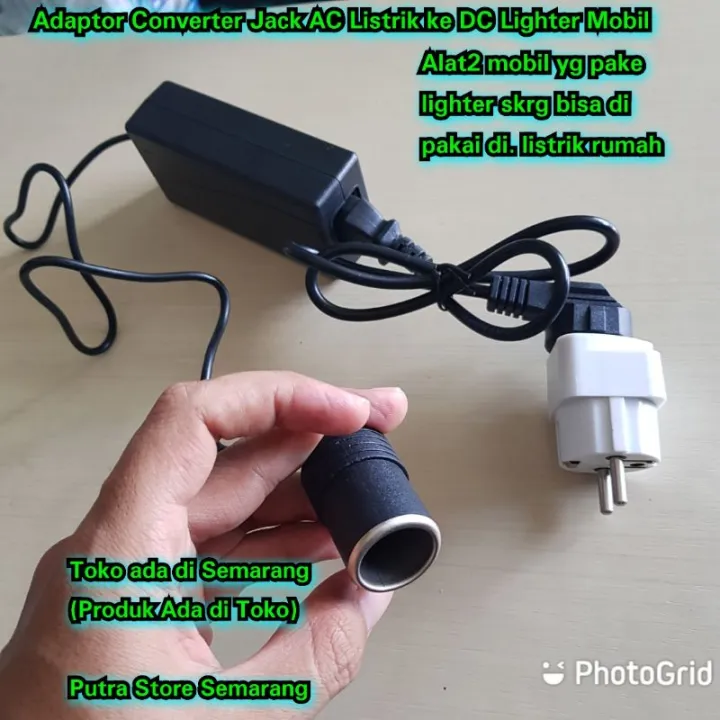 Adaptor ac to dc jack mobil ke Listrik Rumah Converter Listrik Ac ke Lighter Mobil | Lazada ...