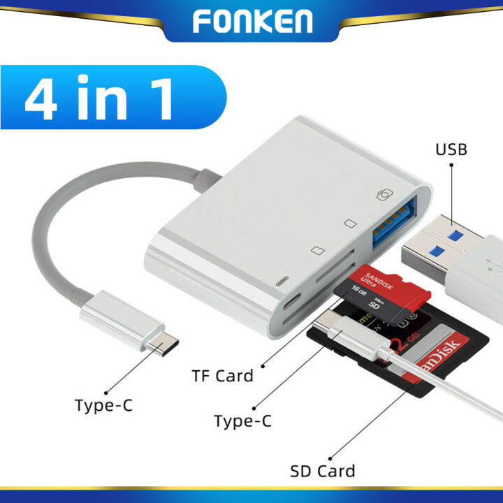 Fonken Type C Card Reader 3 In 1 Type C To Usb Sd Micro Sd Card Reader