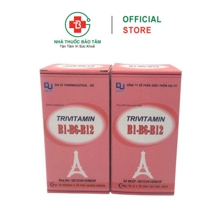 Trivitamin 3B B1- B6 - B12 hộp 100 viên nén - Bổ sung vitamin B1- B6 - B12 | Lazada.vn