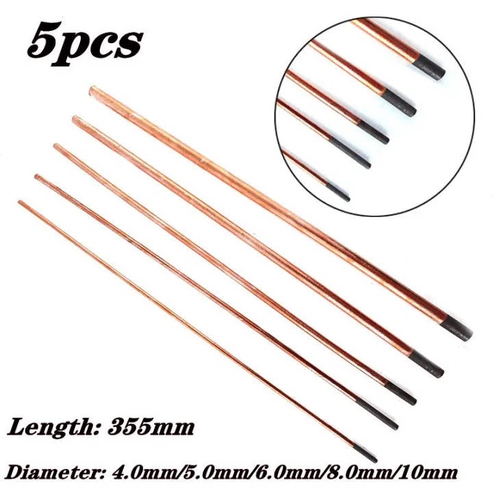 5pcs Round Arc Air Gouging Carbon Rod Bar 4-10mm Welding DC Gas Gouging ...