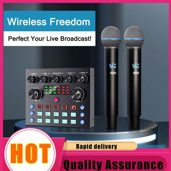 【V8s Dual wireless microphone】V8 sound card with wireless microphone ...