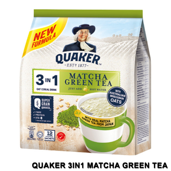 Quaker 3in1 Matcha Green Tea Oat Cereal Drink (28g x 12s) | Lazada