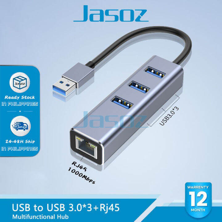Jasoz USB HUB for laptop USB 3.0 Hub To Rj45 Ethernet Network Adapter 4 Port 1000Mbps USB ...