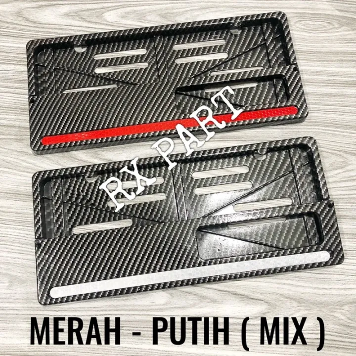 Rumah plat nomor / cover nopol carbon ,karbon dengan lis MERAH PUTIH ...