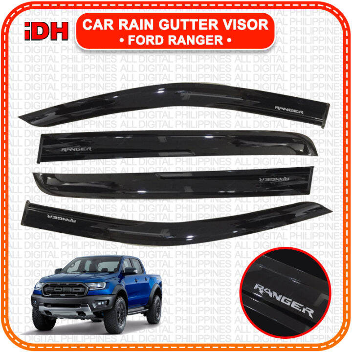 Ford Ranger 2012 to 2022 Window Door Visor Black Car Rain Sun Doorvisor ...