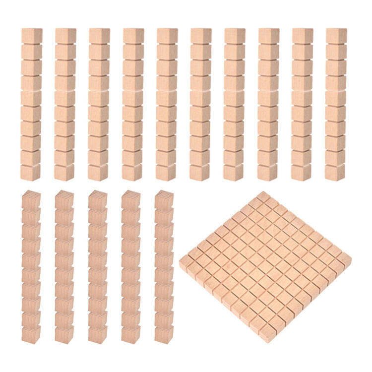 Wooden Math Block Educational Wood Square Blocks Decimal Teaching ...