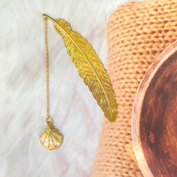 Bookmark Đánh Dấu Trang Sách Kim Loại Hình Lông Vũ Màu Vàng Dây Treo Vỏ ...