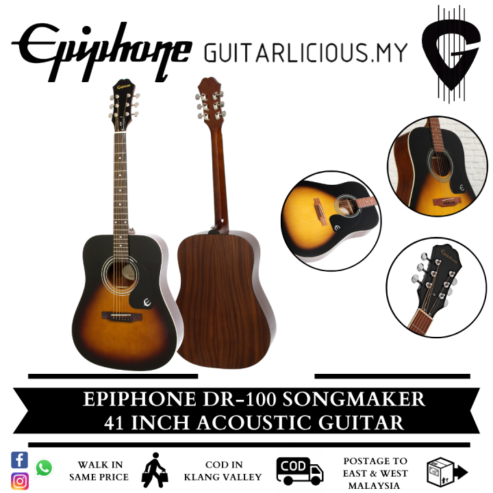 EPIPHONE DR-100 Songmaker 41 inch Dreadnought Acoustic Guitar - Vintage ...
