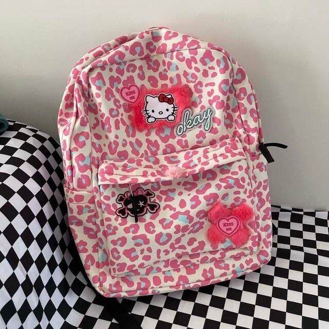 🎒 Sanrio Hello Kitty Schoolbag Student Aesthetic School Bags For ...