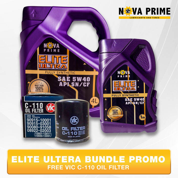 Nova Prime Elite Ultra Change Oil Bundle for Corolla, Camry Rav4, Vios, Altis & Avanza (5 Liter ...