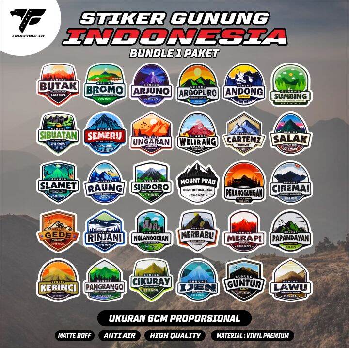 STIKER GUNUNG INDONESIA 1 PAKET SEMUA MODEL | Lazada Indonesia