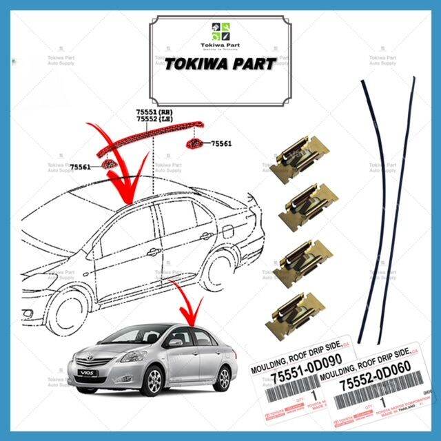 ORIGINAL Toyota Vios NCP93 ROOF MOULDING LINING RUBBER OUTER STRIP ...