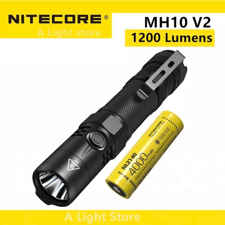 NITECORE MH10 V2 Flashlight LED 1200 Lumens USB-C Rechargeable Dual Fuel EDC self defense Torch ...