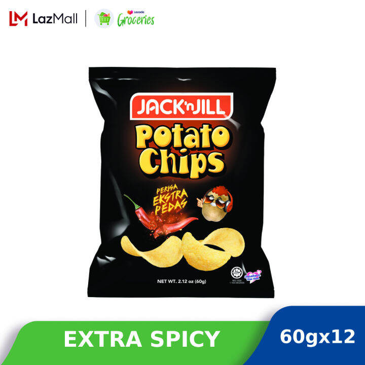 Jack'nJill Potato Chips Extra Hot & Spicy 60g x 12 | Lazada