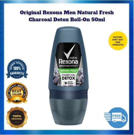 Original Rexona Men Natural Fresh Charcoal Detox Roll-On 50ml | Lazada PH