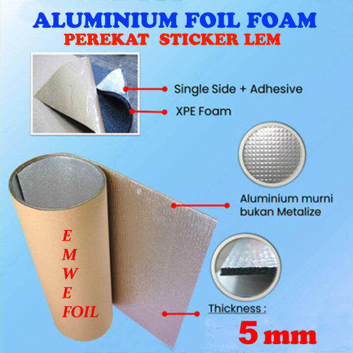 (Panjang 1m x 1m) Aluminium Foil foam XPE Glue adhesive tape Perekat ...