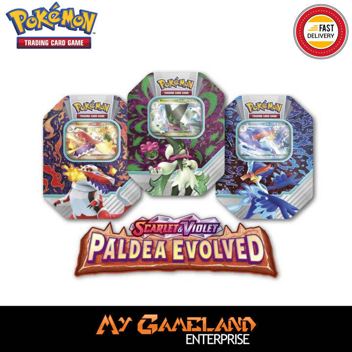 Pokemon TCG Paldea Evolved Partners Tins Meowscarada EX / Skeledirge EX ...