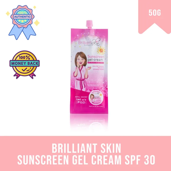 Brilliant Skin SUNBLOCK SUNSCREEN GEL CREAM 50g SACHET / Perfect ...
